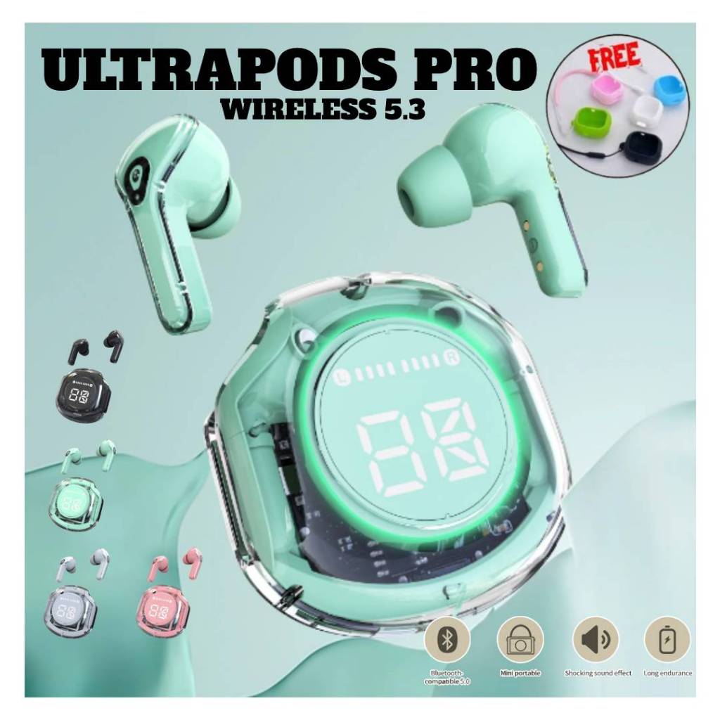 Ultrapods HK6 Transparent Shell Bluetooth Earbuds HIFI LED Waterproof ...
