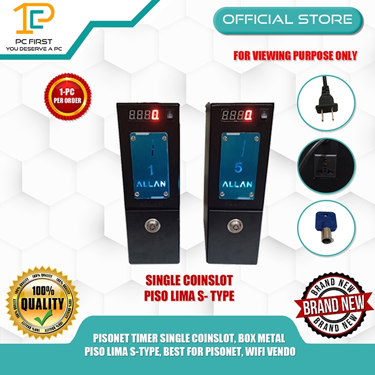 PC FIRST PISONET TIMER SINGLE COINSLOT, BOX METAL PISO LIMA S-TYPE ...