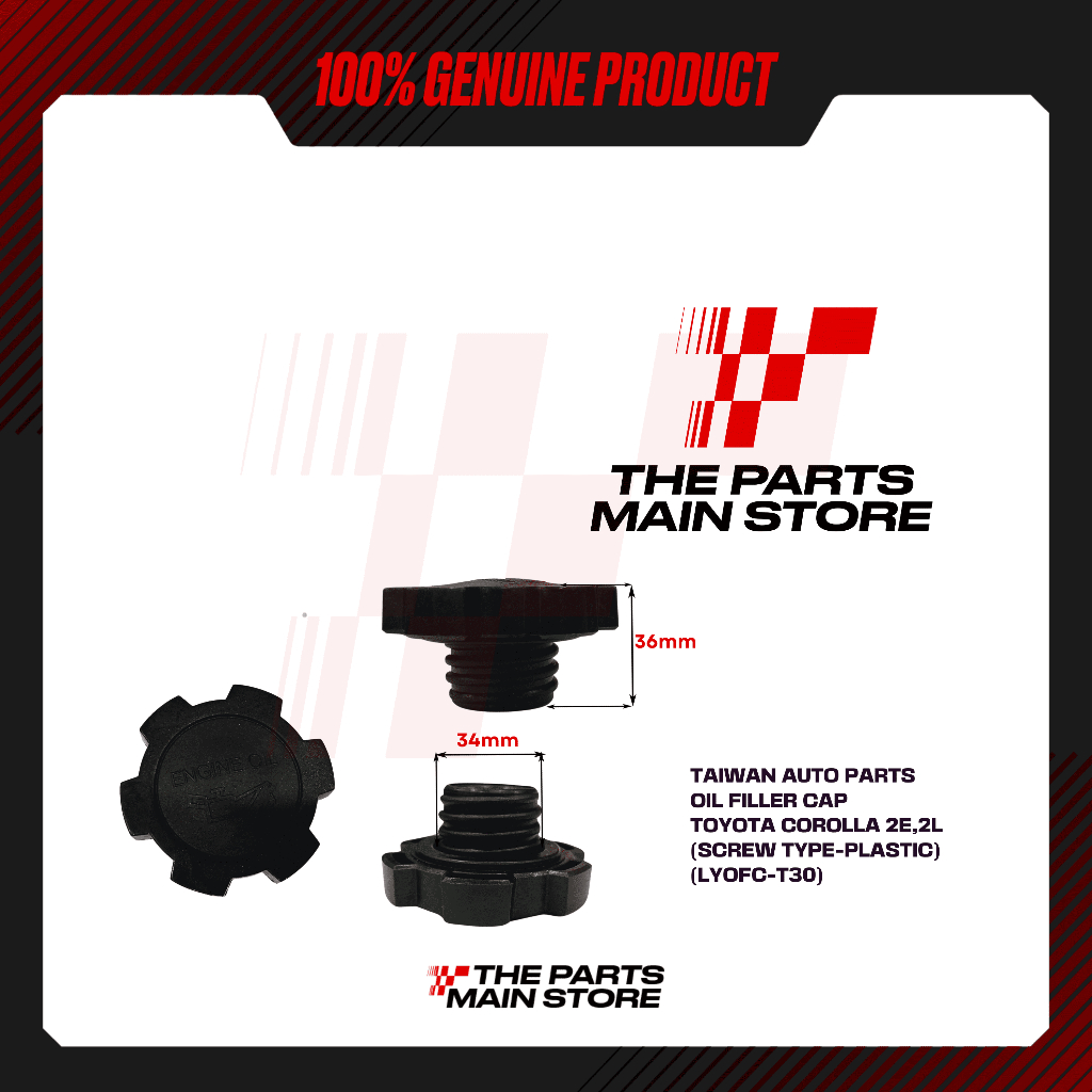 TAIWAN AUTO PARTS OIL FILLER CAP TOYOTA COROLLA 2E,2L (SCREW TYPE ...