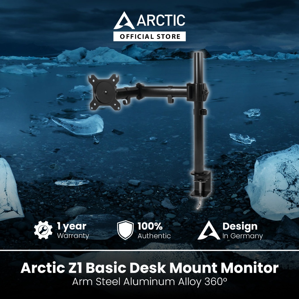 Arctic Z1 Basic Desk Mount Monitor Arm Steel Aluminum Alloy 360 ...