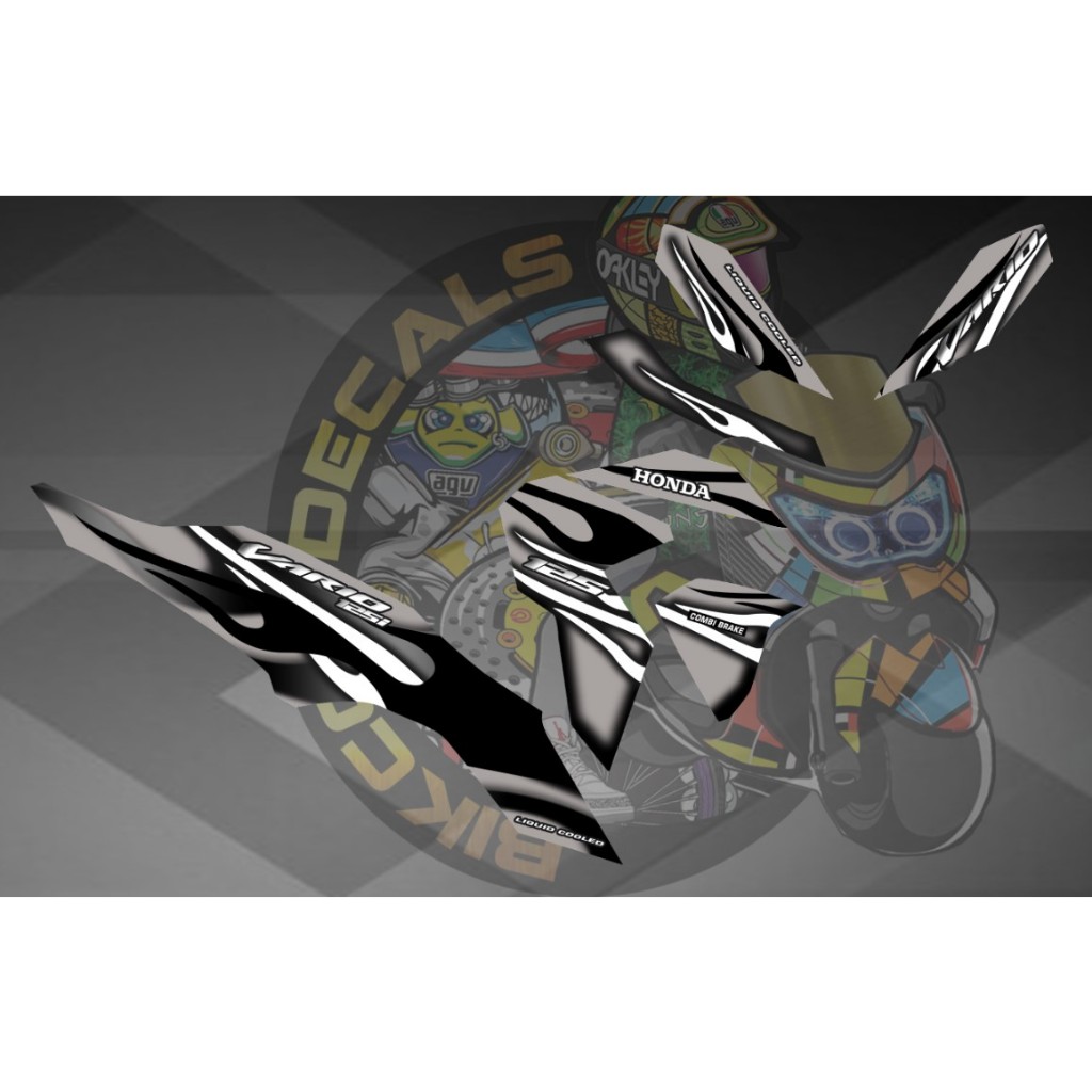 CLICK V3 FLAME OF VARIO TEAM GREY DECALS | Shopee Philippines