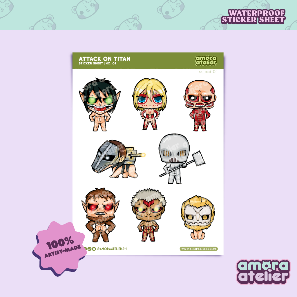Sticker Sheet | AOT Attack on Titan No. 1 | Fan Art by Amora Atelier ...