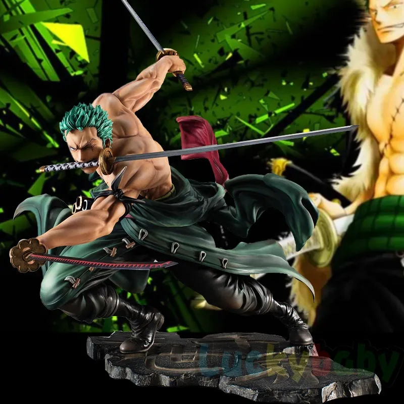 23*25CM Roronoa zoro Model Anime One Piece Figures Threeknife Fighting ...