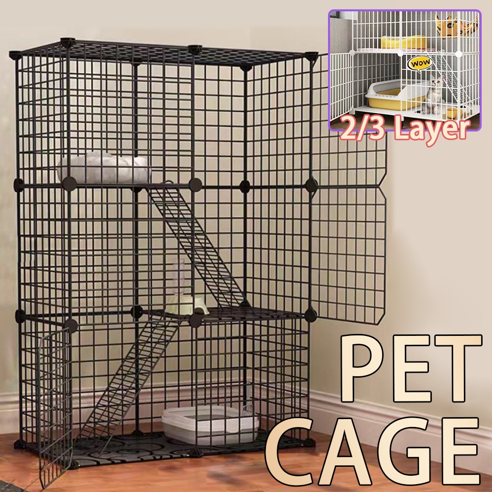 Cat Cage 2/3 Layers Large Space Pet Cage Foldable Sturdy Pet Furniture ...