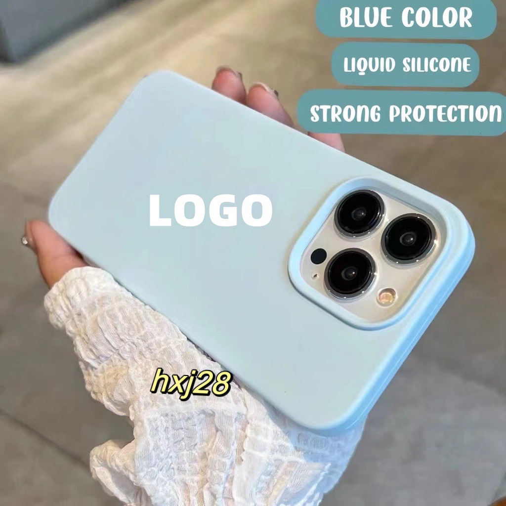 Light Blue Liquid Silicone Phone Case for IPhone 16 15 Pro Max 14/13/12 ...