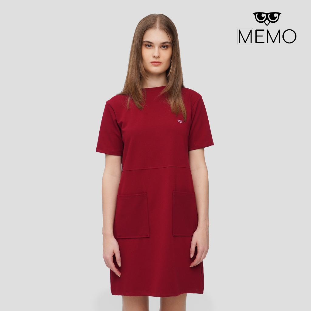 Memo Shift Dress For Women (Maroon) | Shopee Philippines