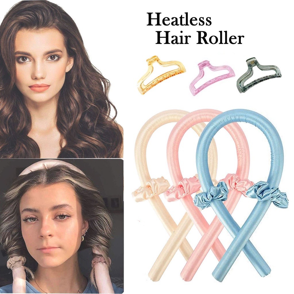 4pcs/set Heatless Curling Rod Set Hair Curlers Headband No Heat Silk ...