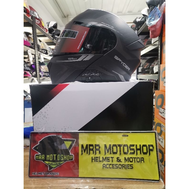 spyder force matteblack gray modular helmet | Shopee Philippines