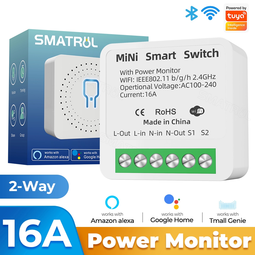 SMATRUL Tuya MINI DIY Smart Switch WiFi push Switch 2 Way Google Home ...