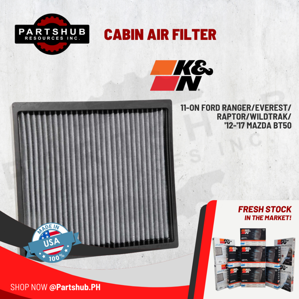K&N CABIN AIR FILTER VF2052 (11-'22 FORD RANGER/EVEREST/RAPTOR/WILDTRAK ...