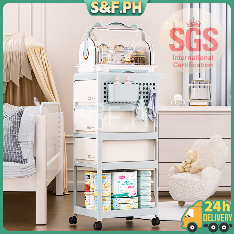 S&F 4 Layer Baby Trolley Cart Organizer with Drawer Bottle Organizer ...