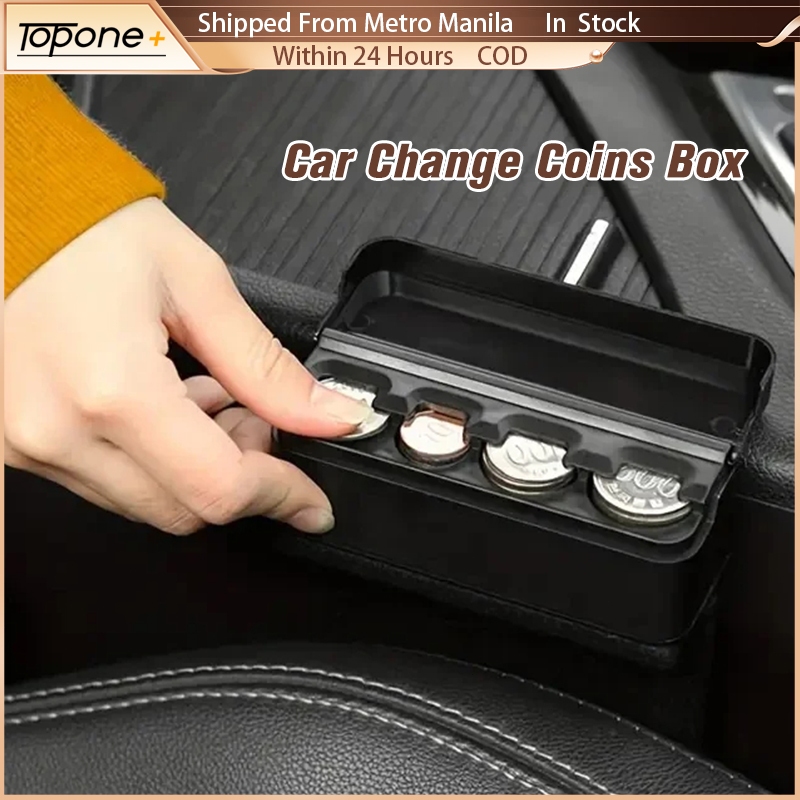 Portable Car Coin Case Change Storage Box Plastic Coin Holder Organizer ...