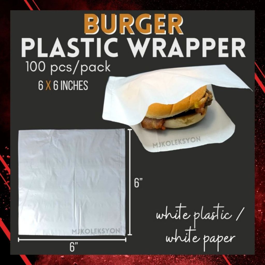 Burger Plastic Wrapper with print and plain 6x6inches | Shopee Philippines