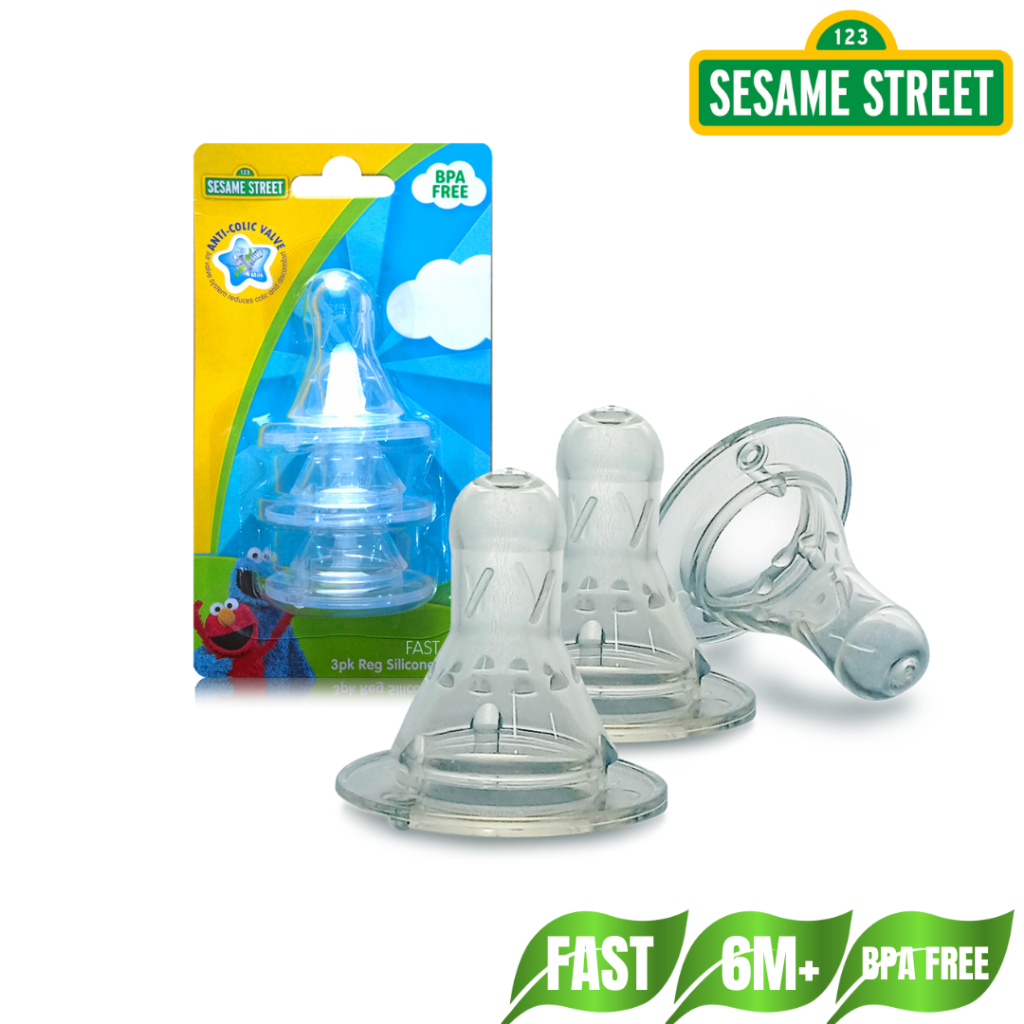 Sesame Beginnings 3pk Regular Silicone Nipple - Fast Flow for bottle ...
