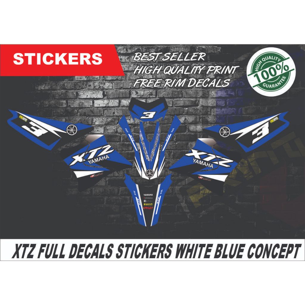 YAMAHA XTZ 125 FULL DECALS STICKER BLACK BLUE | Shopee Philippines
