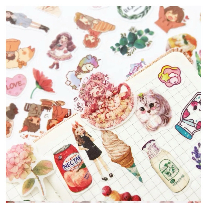 100pcs stickers per pack Couple stickers, Cat Stickers, Daily Life ...