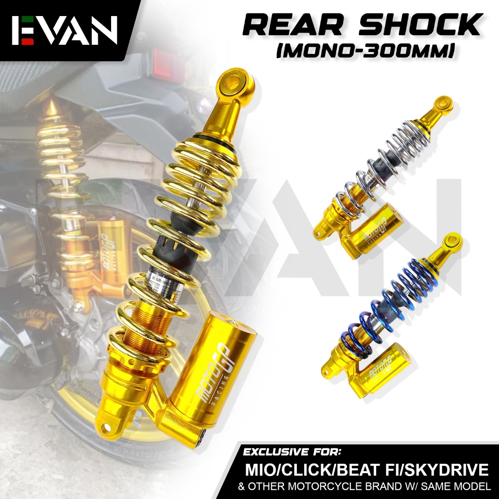 EVAN.PH Thailand Gold Rear Mono Shock 300mm(1pcs)With Gas Tank For Mio Click Beat FI Skydrive ...