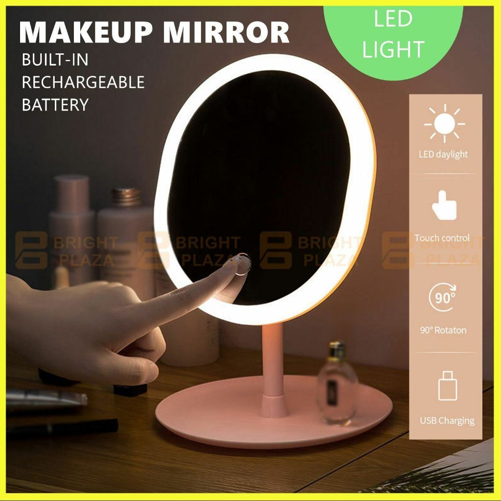 LED Vanity Mirror with Light Rechargeable Makeup Mirror Adjustable Face ...