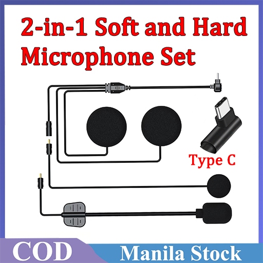 1PCS 2 in 1 Microphone Speaker Soft Mic Hard Mic Type C Port Motorcycle ...