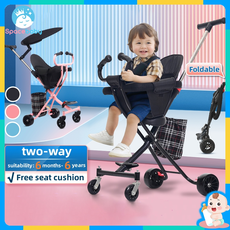 Stroller for Baby Foldable Seat Belt Brake wheel Lightweight Stable ...