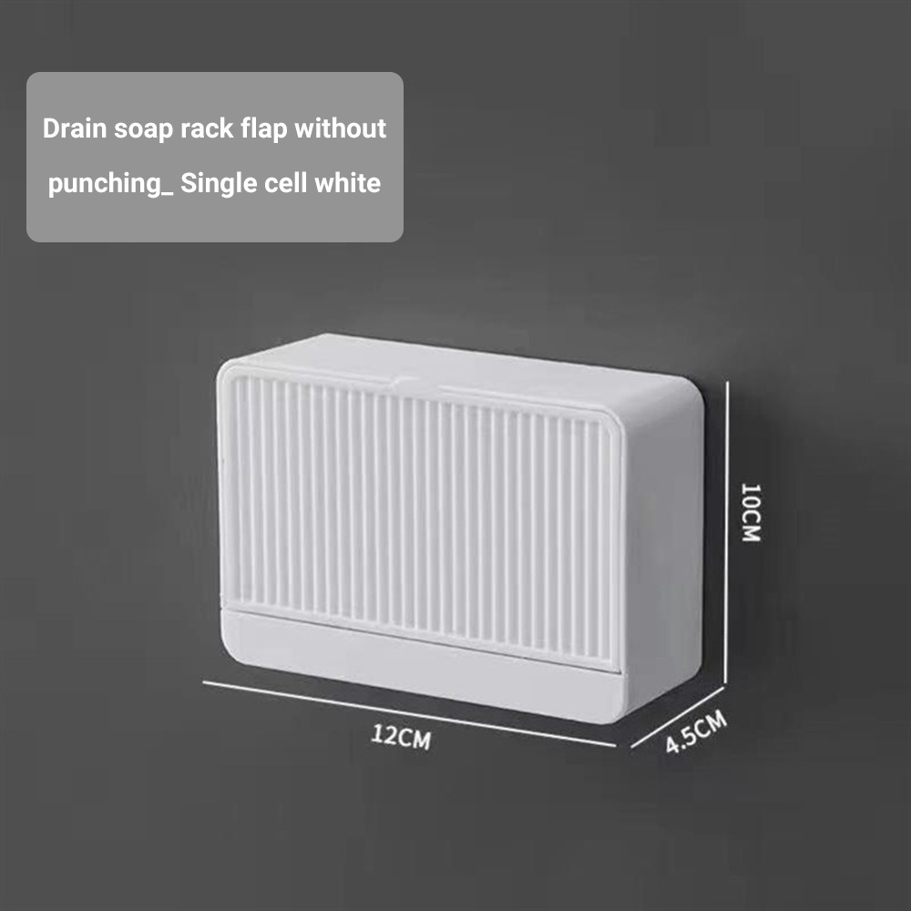 With Cover Lip Double-Grid Wall Mounted Soap Box Soap Draining Rack ...