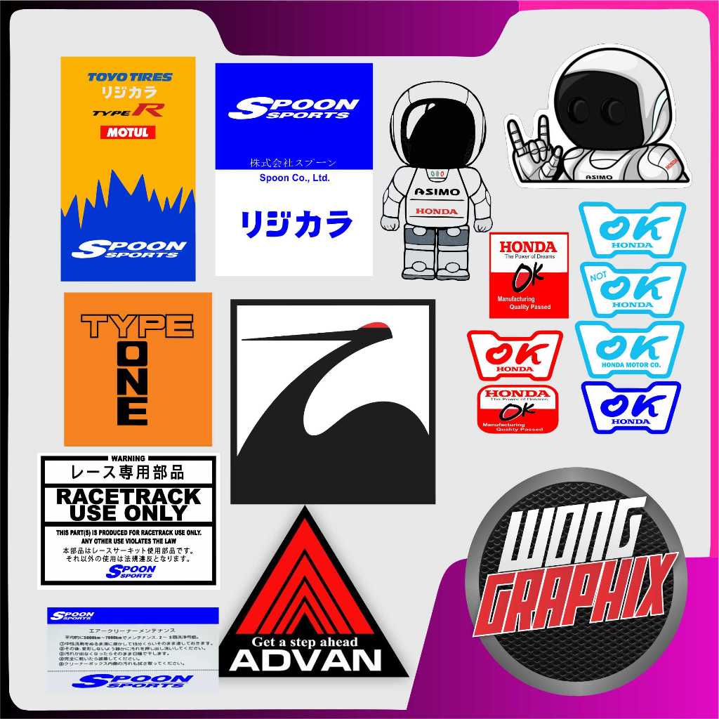 HONDA SPOON SPORTS HONDA OK ADVAN RACING TYPE ONE JDM STICKER HIGH ...