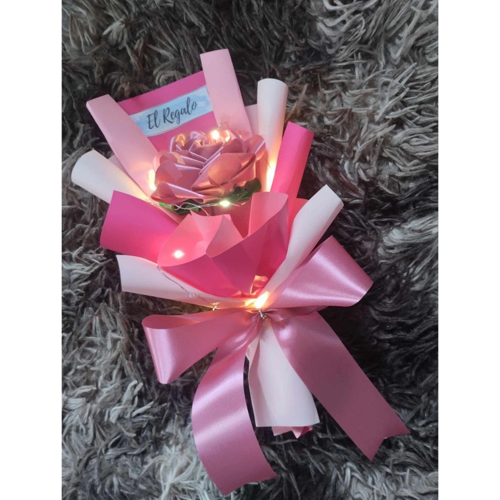Single Stem Satin Rose Bouquet WITH FREE CARD | Shopee Philippines