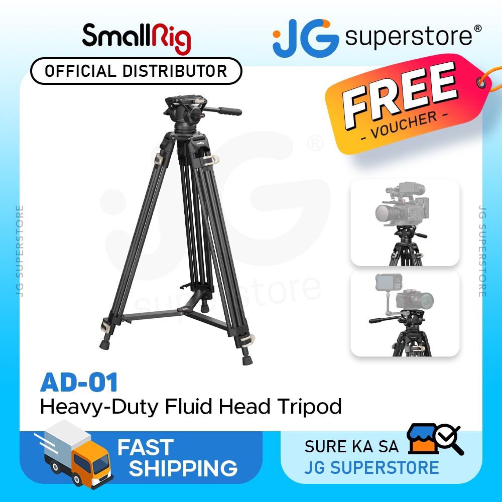 SmallRig AD-01 Heavy Duty Fluid Tripod with 8Kg Load Capacity & 360 ...