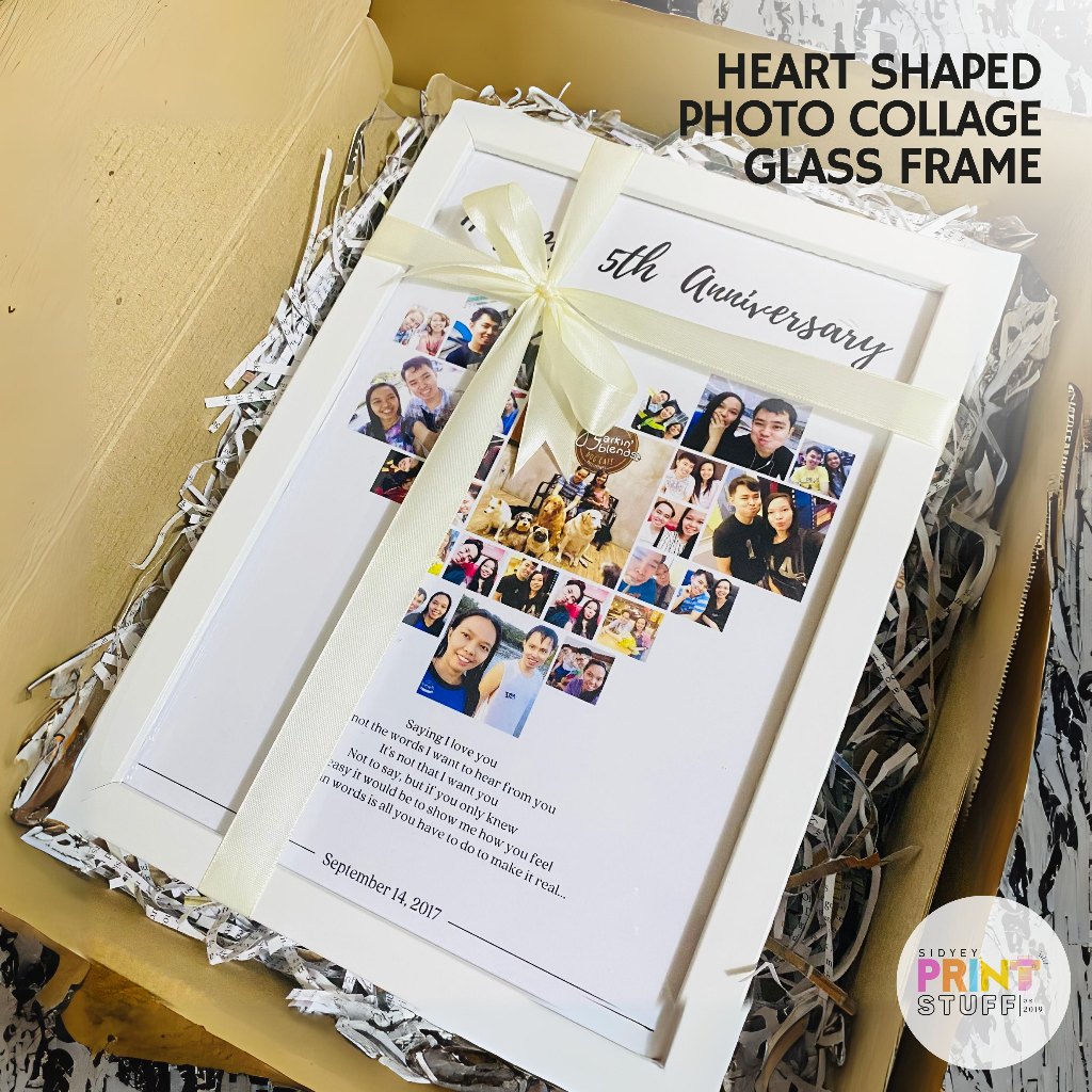 Heart Shape Photo Collage Glass Frame (A4 GLASS FRAME INCLUDED ...