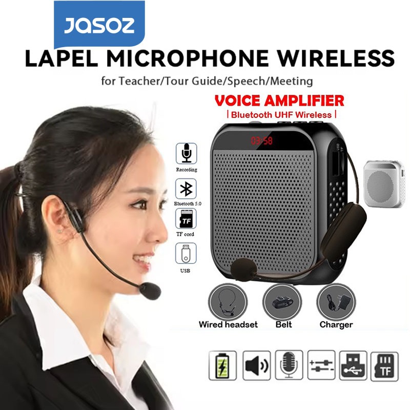 Jasoz Amplifier Mini Portable Voice Amplifier Lapel Microphone Portable Loud Speaker For ...
