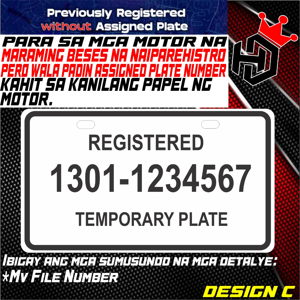 TEMPORARY MOTORCYCLE PLATE 2023 NEW LTO FORMAT New Size Standard ...