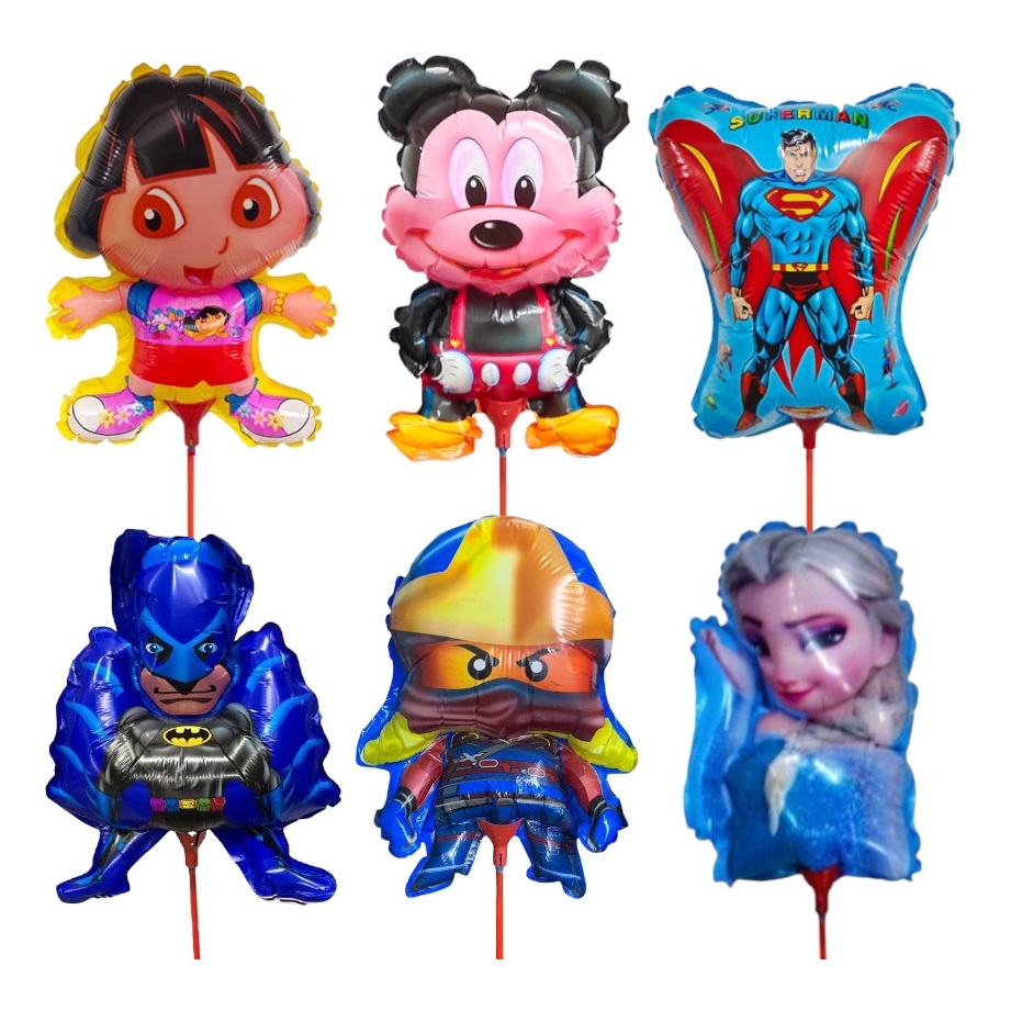 12Inches 20pcs Character Mylar Foil Balloons With Stick Cartoon ...