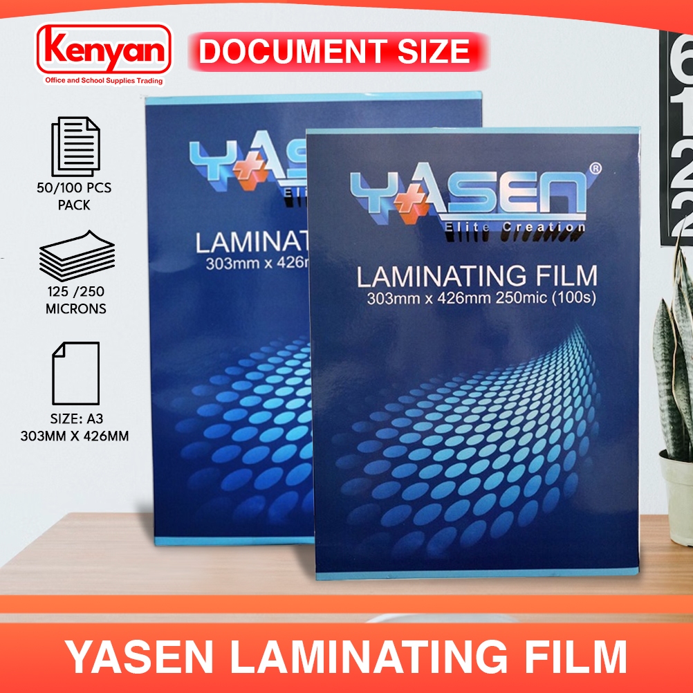 Yasen Laminating Film A3 (303mm x 426mm) 125/250microns 100pcs/50pcs per pack | Shopee Philippines