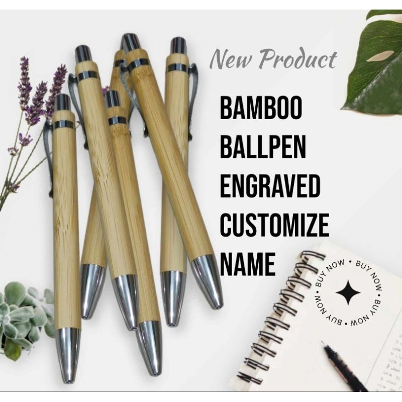 Bulk order 100pcs Personalized engraved bamboo pen | Shopee Philippines