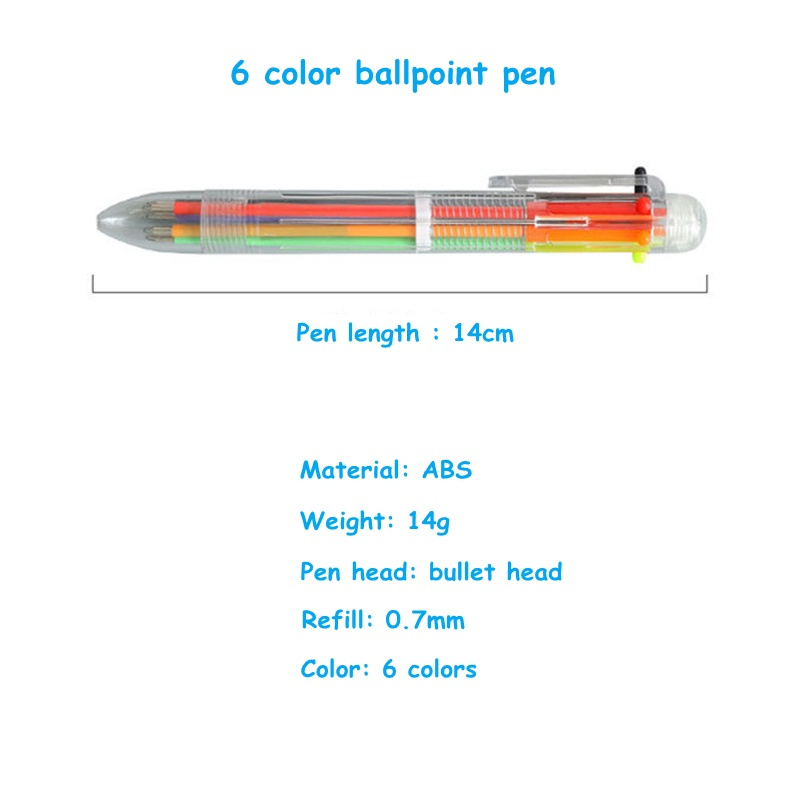 Ballpen 6 colors ballpoint pen for students' and offices | Shopee ...