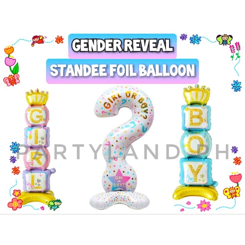 Gender Reveal Boy Girl Standee Foil Balloon Baby Shower Baby Birthday ...