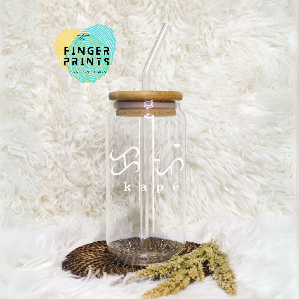 BAYBAYIN Collections Soda Glass with Bamboo Lid, Glass Straw aesthetic ...