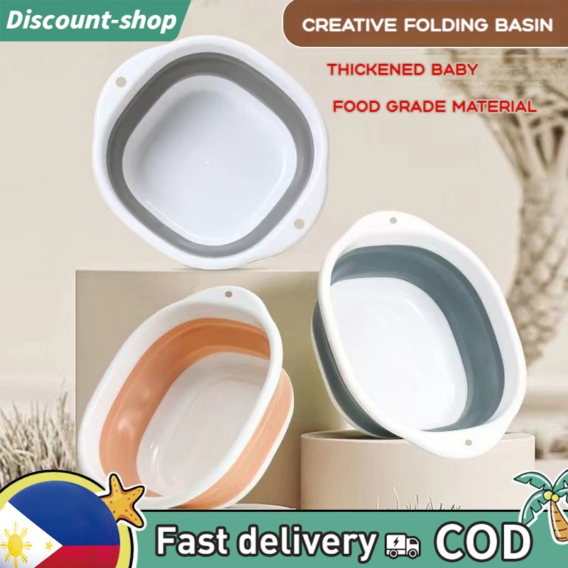 Portable Folding Washbasin Household Hangable Plastic Basin Foldable Basin Foot Washing Laundry ...