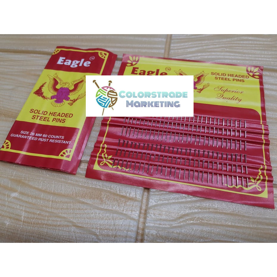 Eagle Dressmaker's Pins Solid Headed Steel Pins Sold per Pad (Aspili ...