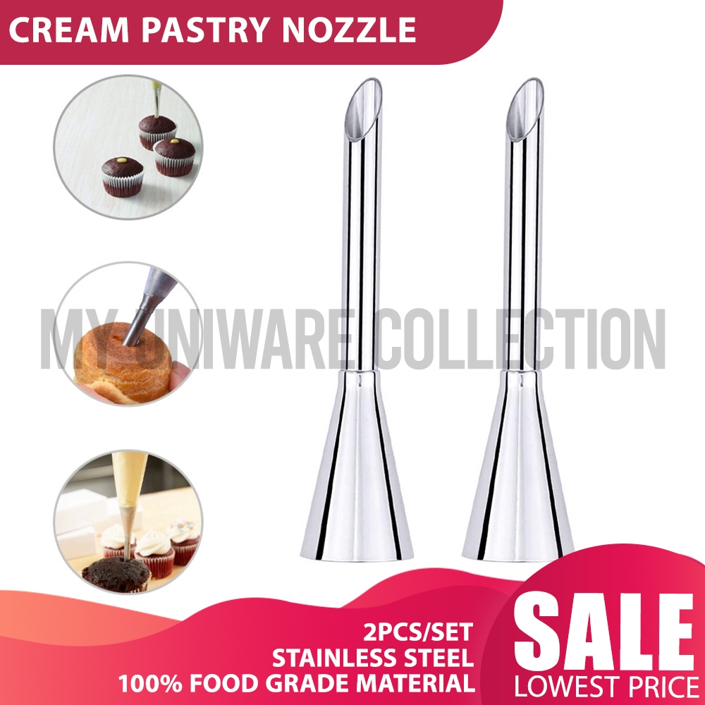 2PCS Cream Icing Piping Nozzle Tip Stainless Steel Nozzle Cream Puff ...