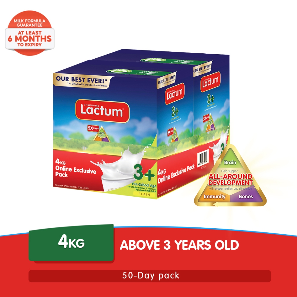 [ONLINE EXCLUSIVE] Lactum 3+ Plain 4kg Twin Pack Powdered Milk Drink ...