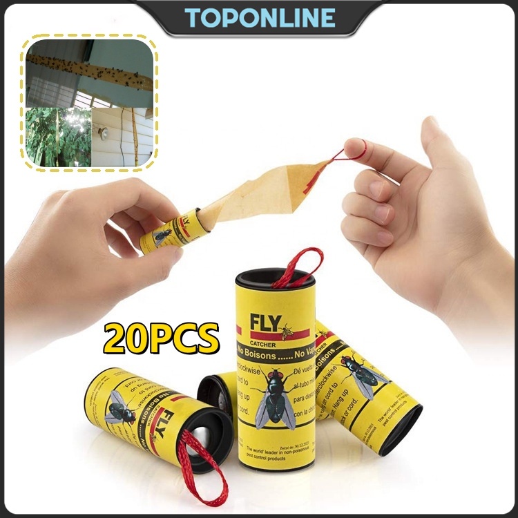 20 Rolls Flies Sticky Strips Hanging Flies Insect Bug Tape Strip Flies ...
