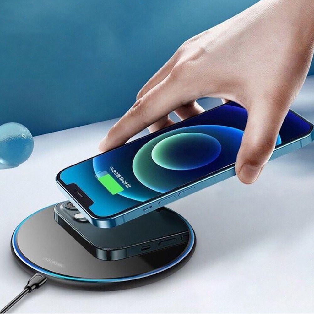 15W Type C Interface Wireless Charger Convenient Black Mirror Texture ...