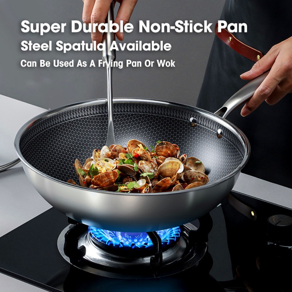 Non Stick Pan Stainless Steel Non Stick Frying Pan Induction Pan Wok Pan Frying Pan 32CM ...