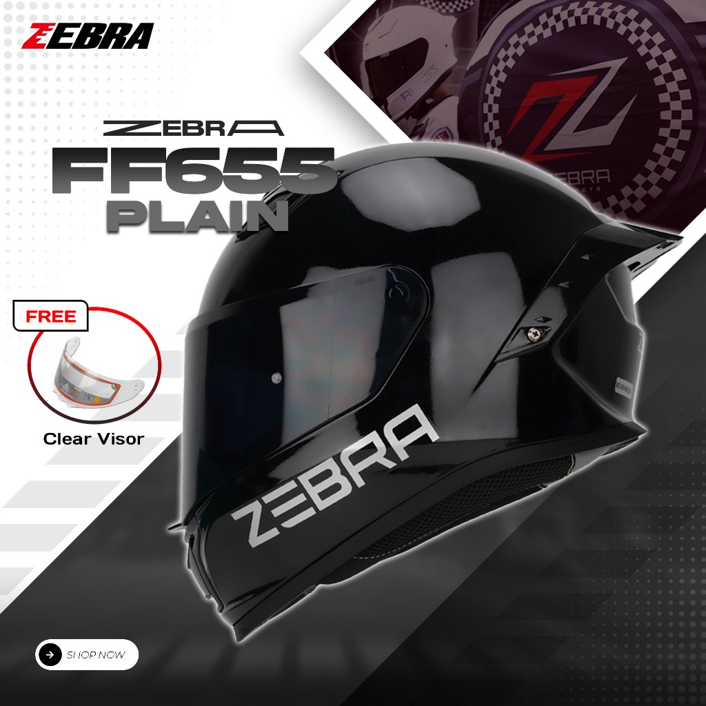 ZEBRA 211 NIFTY Full Face Helmet Single Visor Plain Color Motorcycle ...