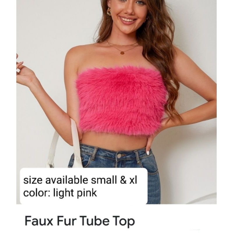 Faux Fur Tube Top (brand new) | Shopee Philippines