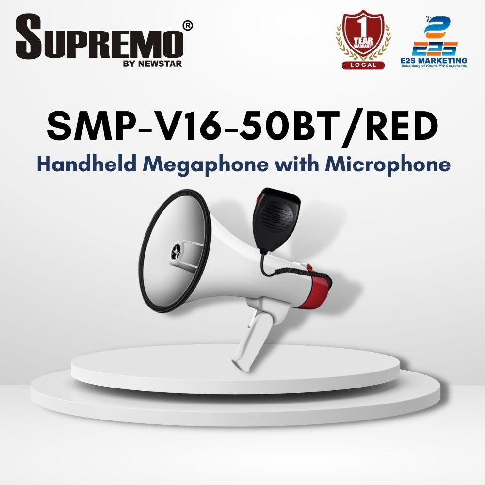 Supremo Handheld Megaphone with Microphone 50Watts SMP-V16-50BT/RD (RED ...