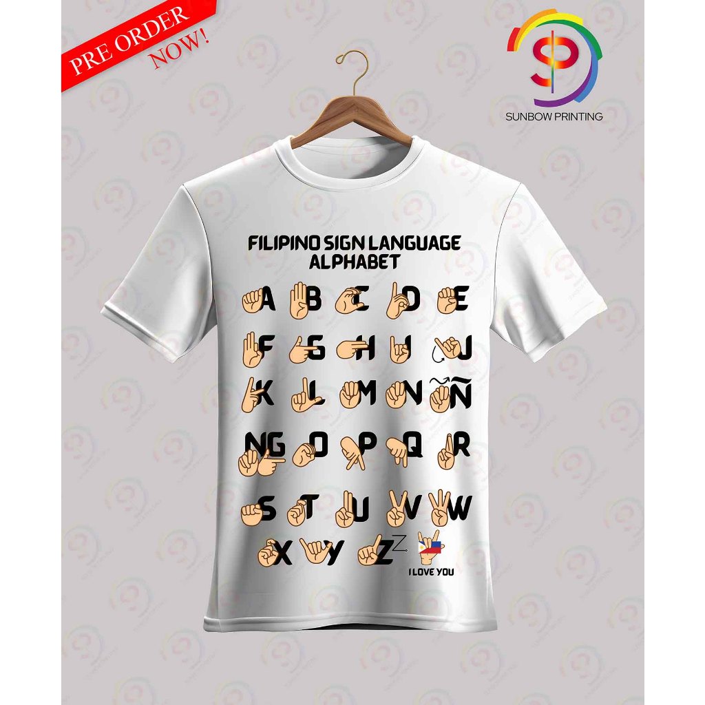 T-shirt Filipino Sign Language Alphabet White | Shopee Philippines
