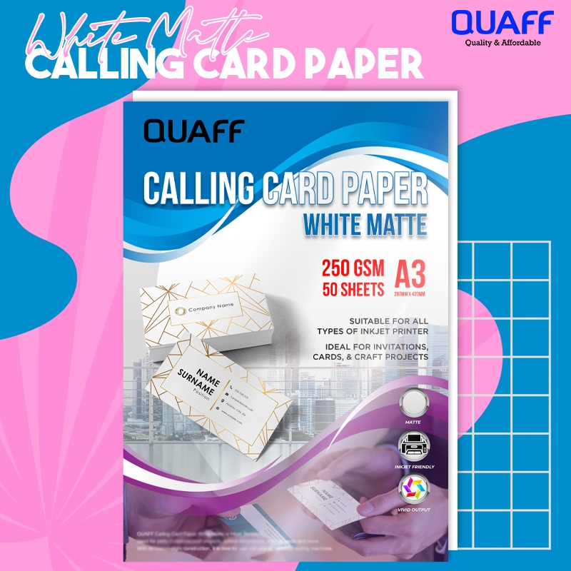 QUAFF Calling Card Paper 250GSM A3 (297*420m) White Matte - 50sheet ...