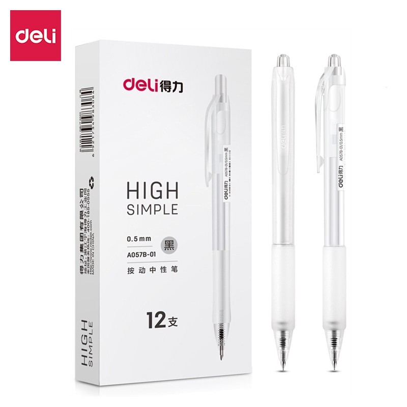 Deli Ballpen 0.35mm/0.38mm Press Gel Pen For School Supplies Black ...